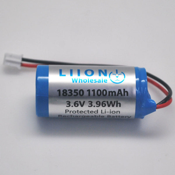1S1P18350D 3.6V 1100mAh 18350 size battery pack with wire leads and co ...